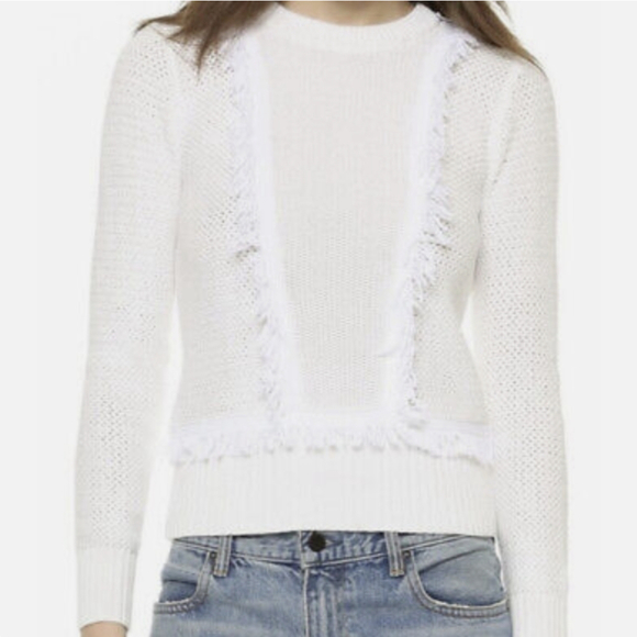 Club Monaco | Sweaters | Club Monaco White Fringe Knit Sweater 0 Cotton ...